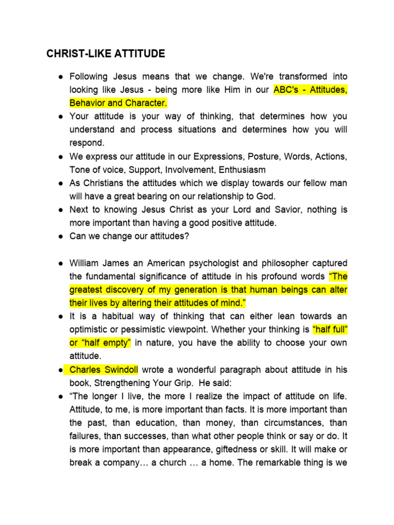 Christ Like Attitude | PDF | Jesus | Paul The Apostle