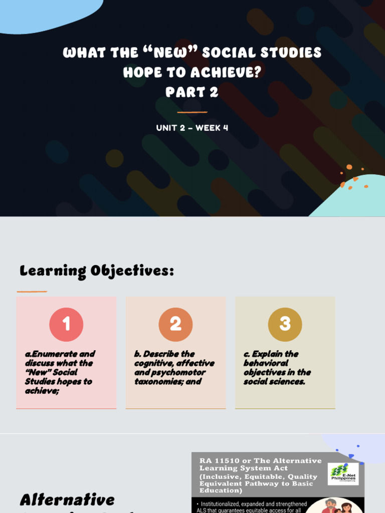 Week 4 - Lesson 2 WHAT THE "NEW" SOCIAL STUDIES HOPE TO ACHIEVE (PART 2 ...