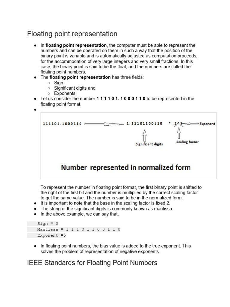 Floating Point Representation | PDF | Arithmetic | Mathematics Floating Point Representation | PDF | Arithmetic | Mathematics