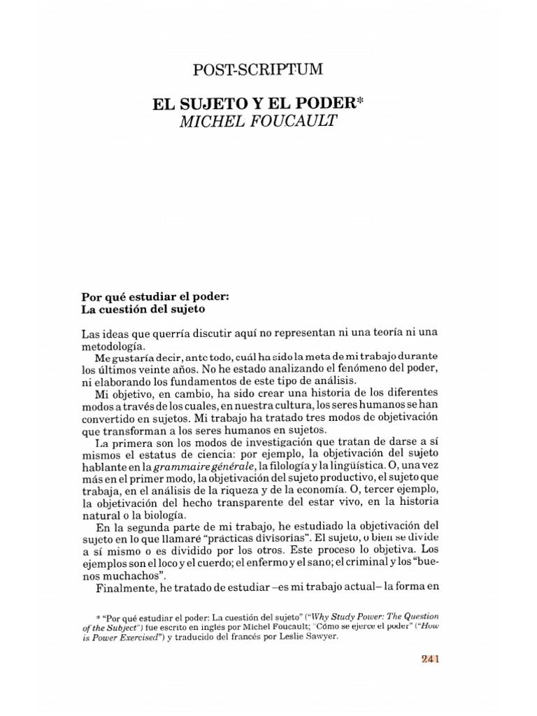Dreyfus - El Sujeto Del Poder | PDF