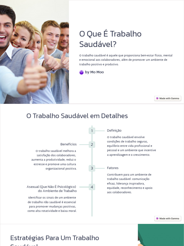 O Que E Trabalho Saudavel Pdf Liderança Aprendizado
