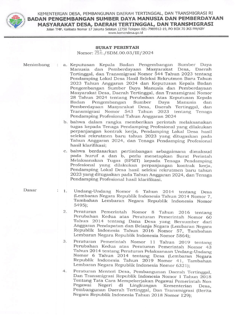 SPMT No. 392 - Perubahan Atas SPMT 32 TA 2024 | PDF