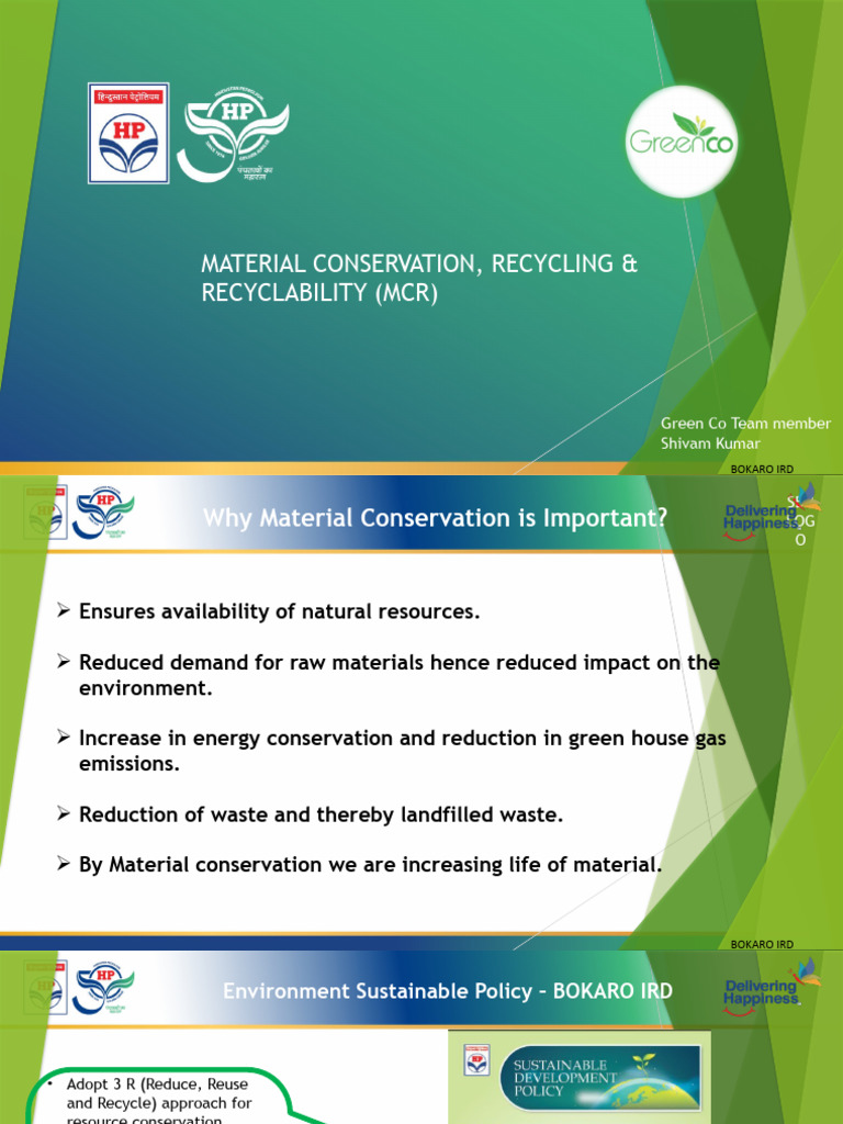 Bokaro Material Conservation | PDF | Recycling | Automation