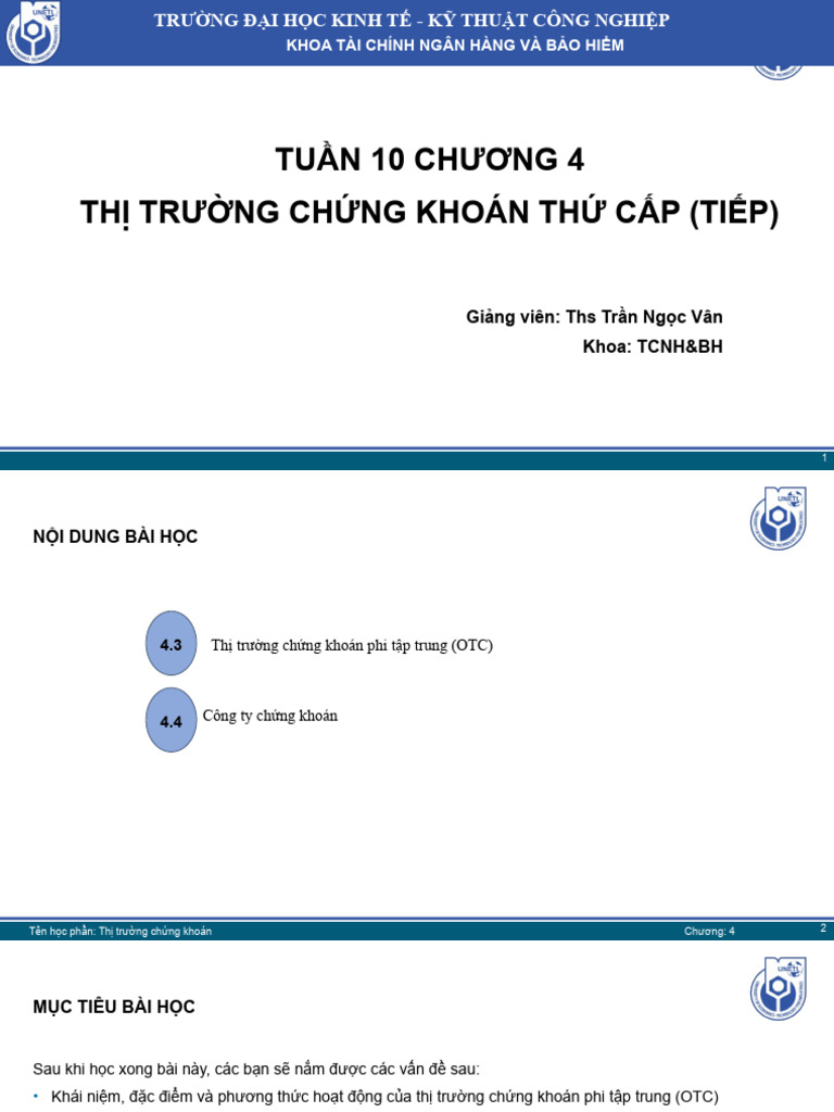 TTCK - CHƯƠNG 4 - TUẦN 10 (BL) | PDF