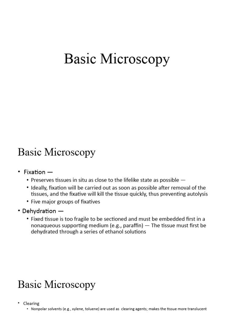 Basic Microscopy | PDF | Fixation (Histology) | Staining