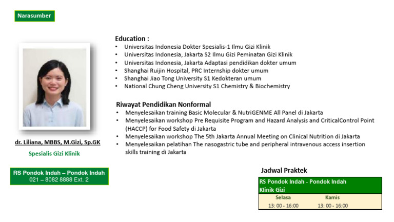 CV Dr. Liliana, MBBS, M.gizi, Sp.gk (1) | PDF