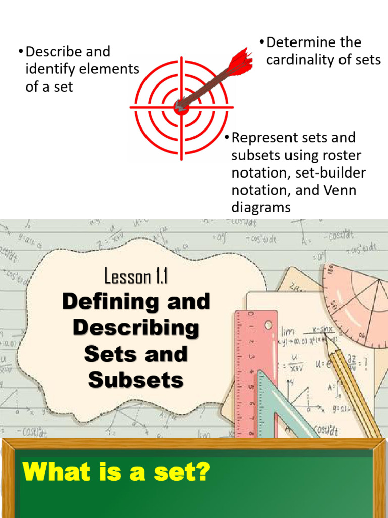 Grade 7 Lesson 1 1 Defining And Describing Sets And Subsets Pdf Set