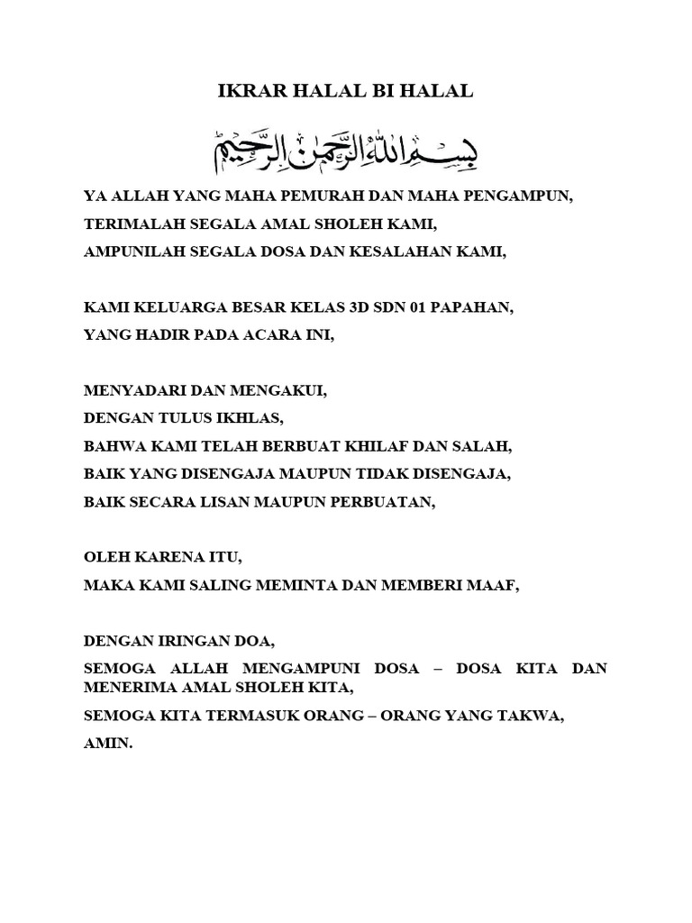 Ikrar Halal Bi Halal | PDF