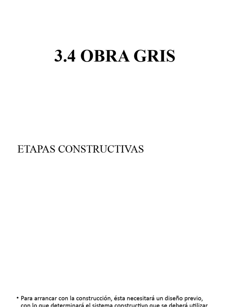 Etapas y Características de la Obra Gris | PDF | Hormigón | Acero
