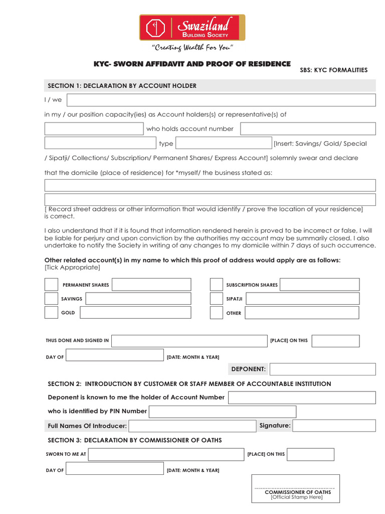 Sworn Affidavit Account Form | PDF | Affidavit | Justice