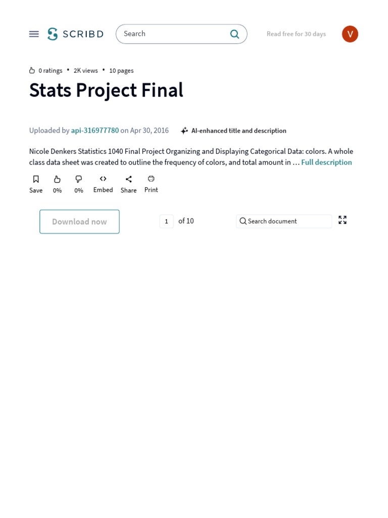 Stats Project Final - PDF - Statistical Hypothesis Testing - Confidence ...