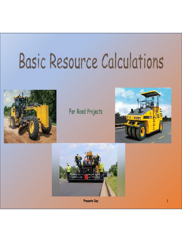 Basic Concept On Resource Calculation For Road Projects | PDF | Road