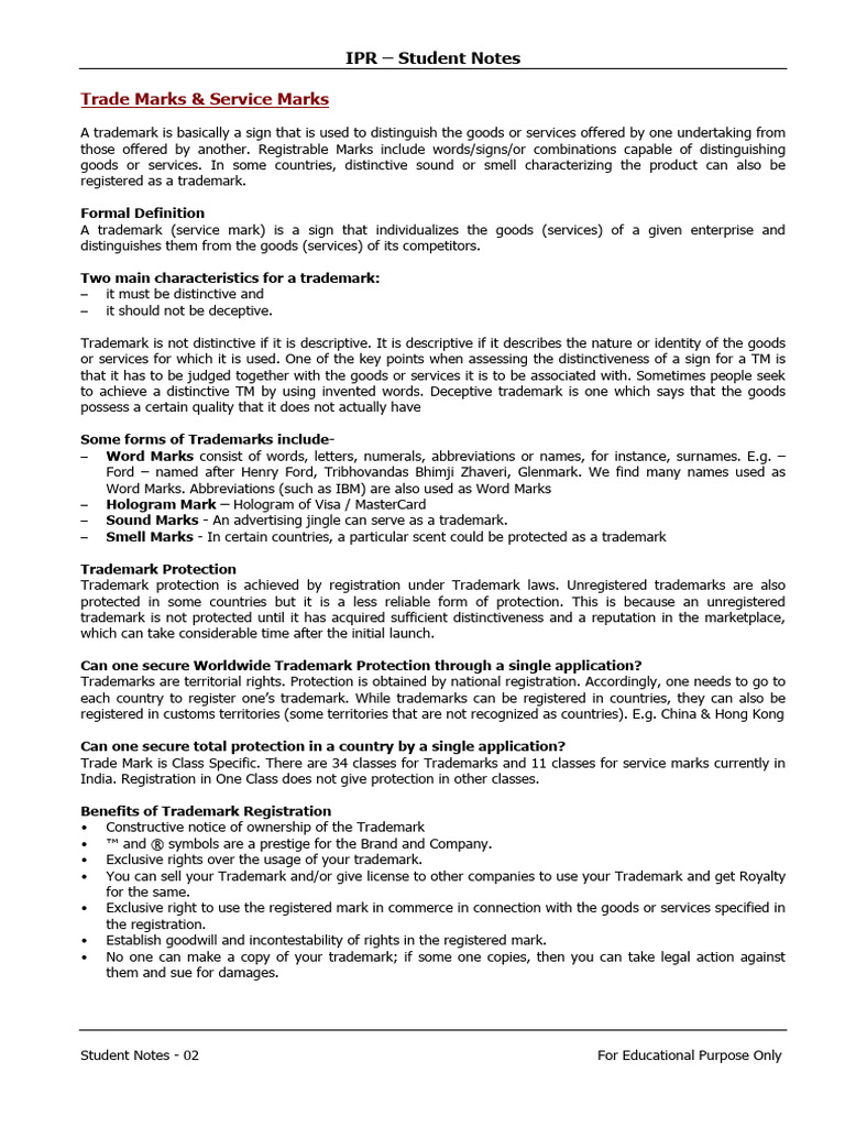 Student Notes 02 - IPR - MSC - BioAnal FYIC Boitech Nutra - 2021-22 ...