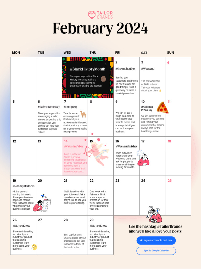 2024 - Feb - Calendar To Plan Contents | PDF