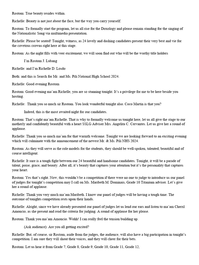 script pageant | PDF