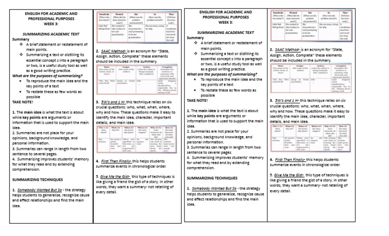 Eapp-summarizing Academic Text Page 1 | PDF | Reading Comprehension | Cognition