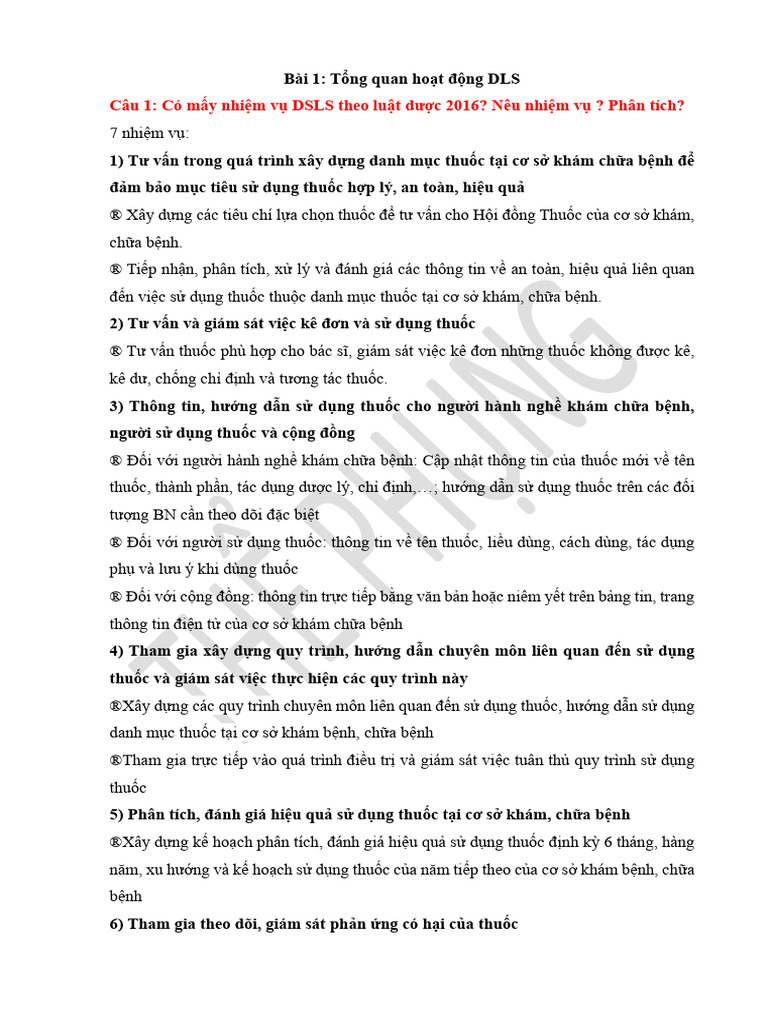 Soạn kt câu hỏi ngắn DLS - TH | PDF