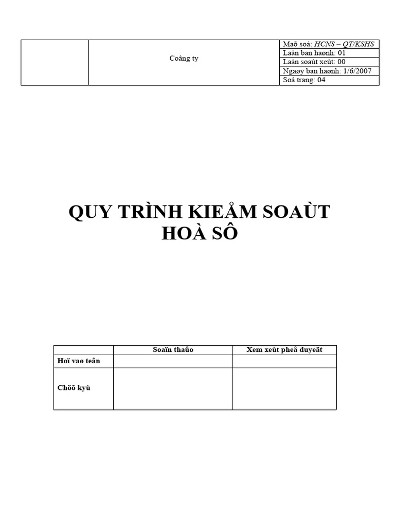 Quy Trình Ki - M Sóat H - So | PDF