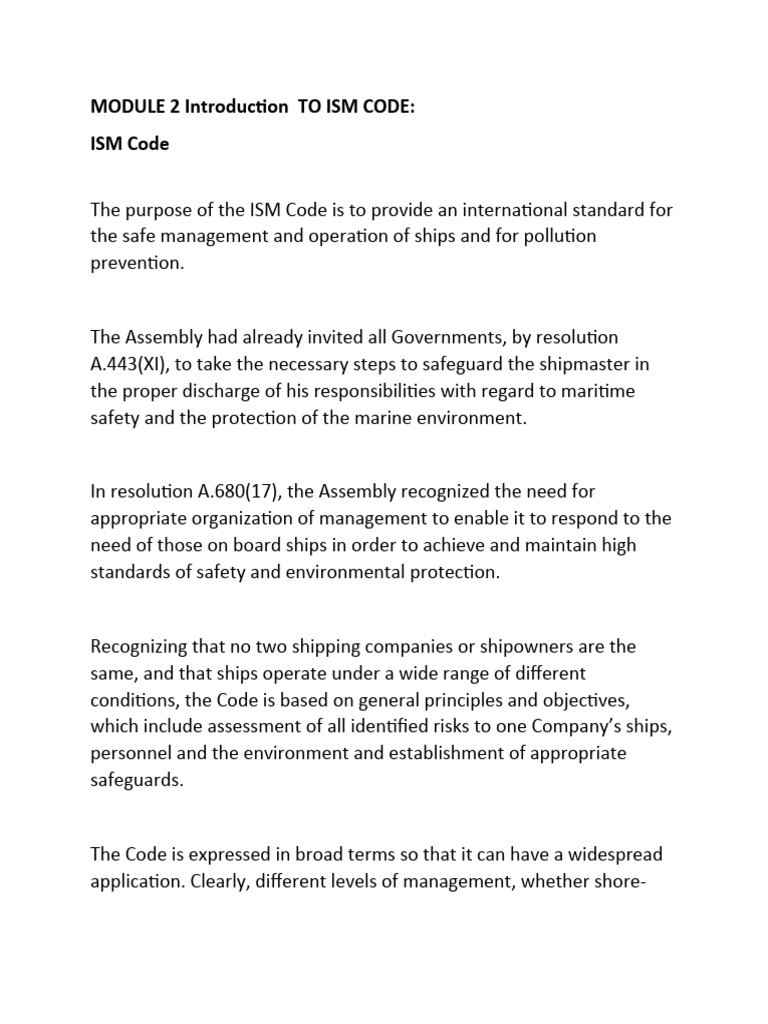 Module 2 Introduction To Ism Code | Download Free PDF | Environmental Protection | Safety