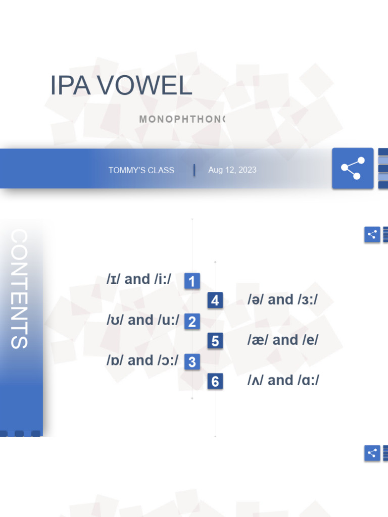 Lesson 1 - Ipa Monophthongs | PDF