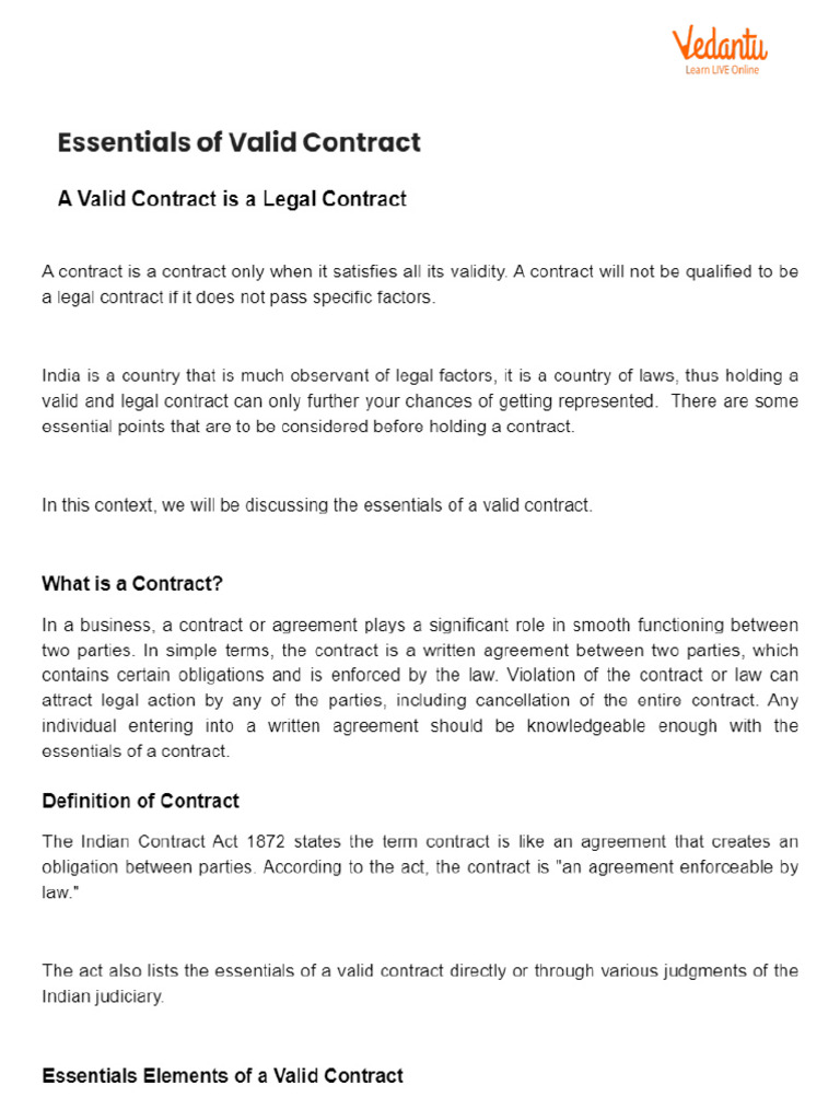 Essentials of Valid Contract | PDF