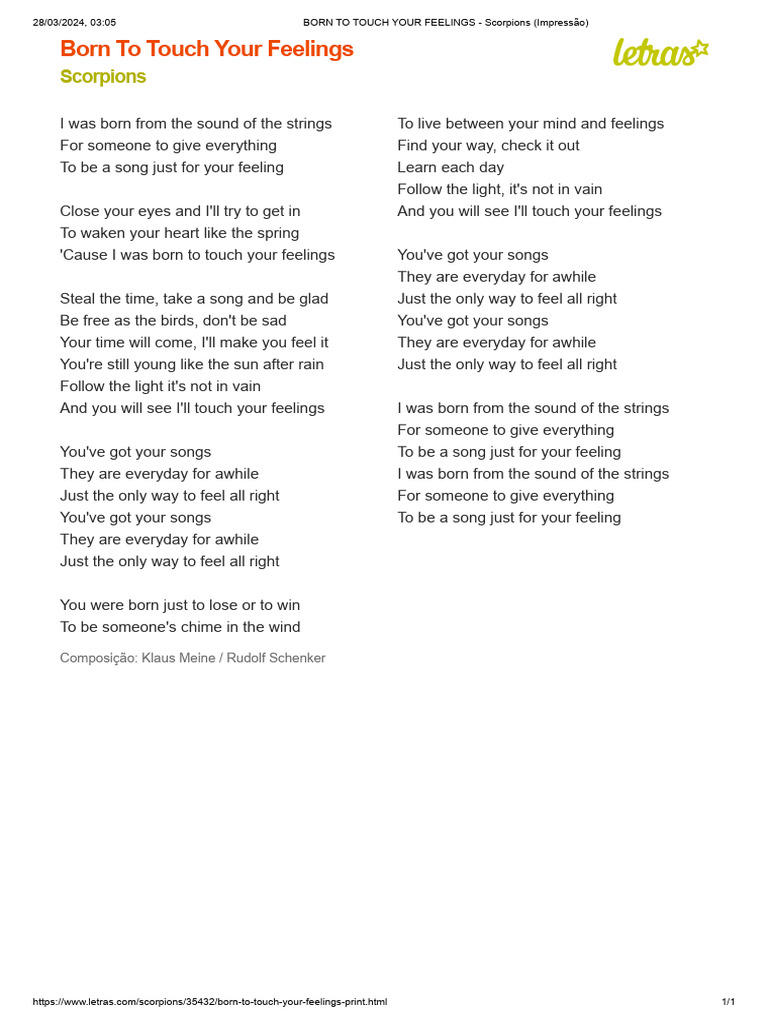 Born To Touch Your Feelings | PDF