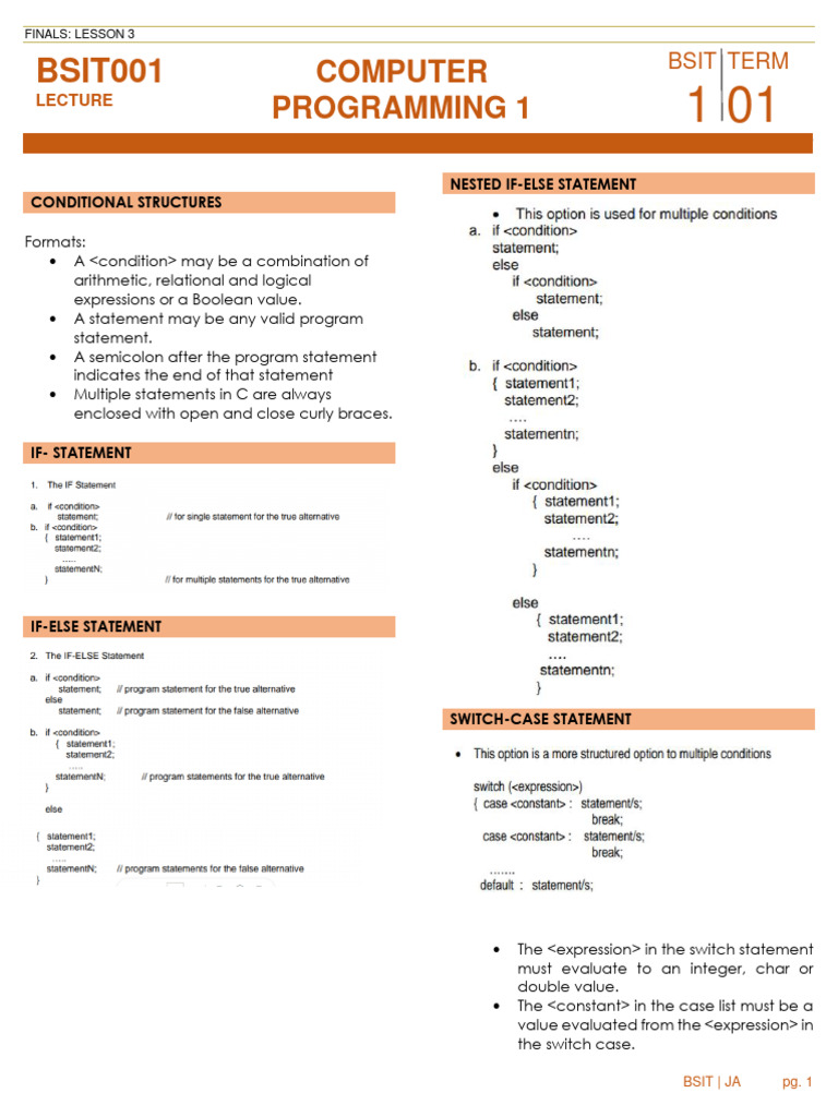 Conditional Structures Guide | PDF