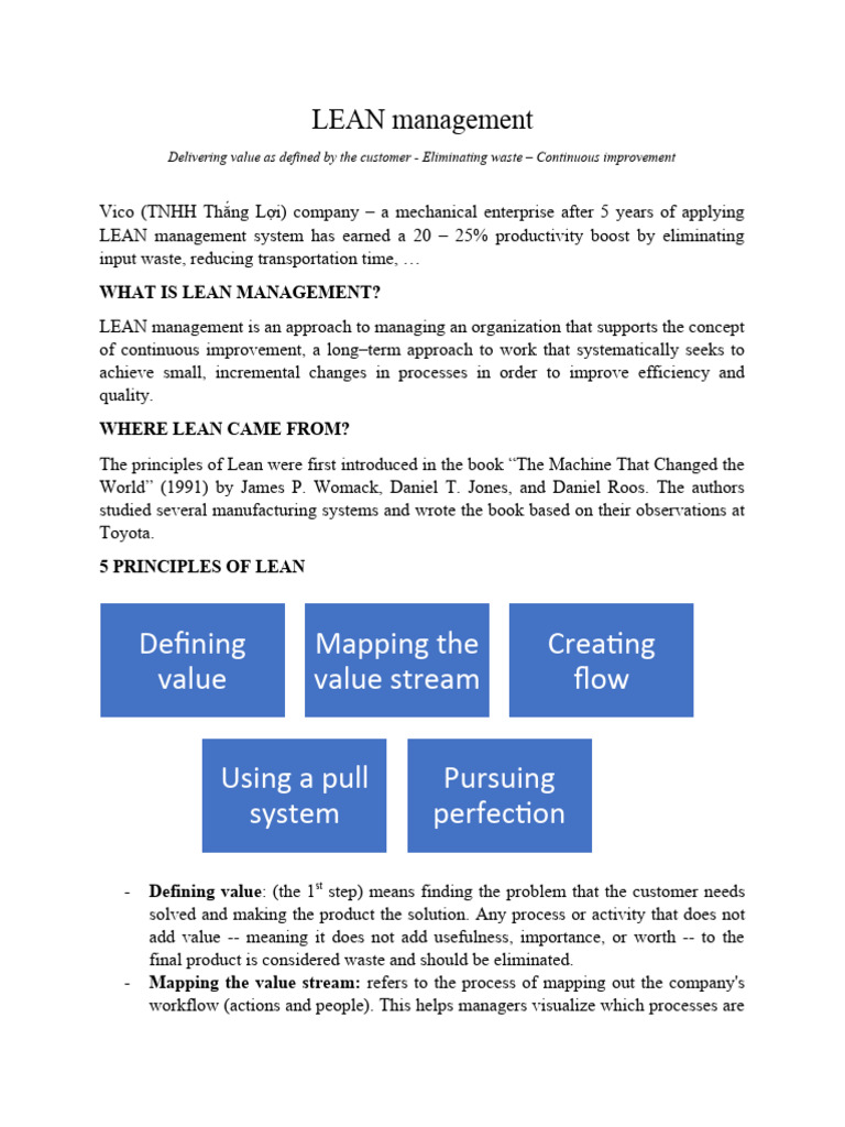 LEAN Management | PDF | Lean Manufacturing | Business Economics