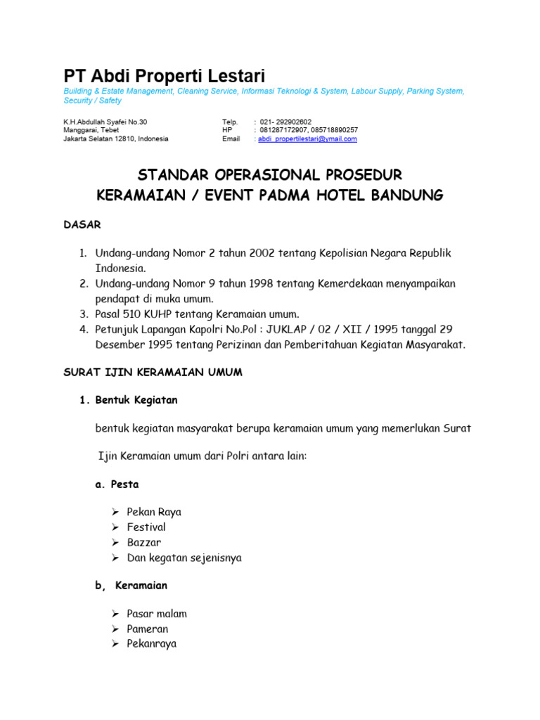 Sop Event Keramaian | PDF