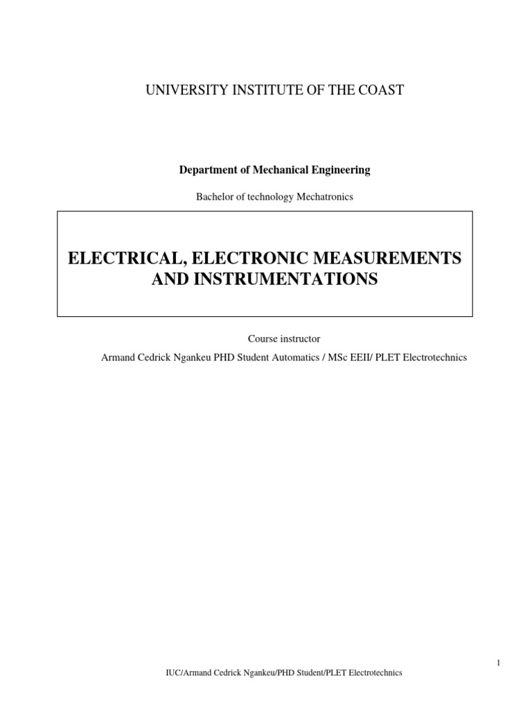 Electrical Measurement Chapter 1 | PDF | Voltage | Volt
