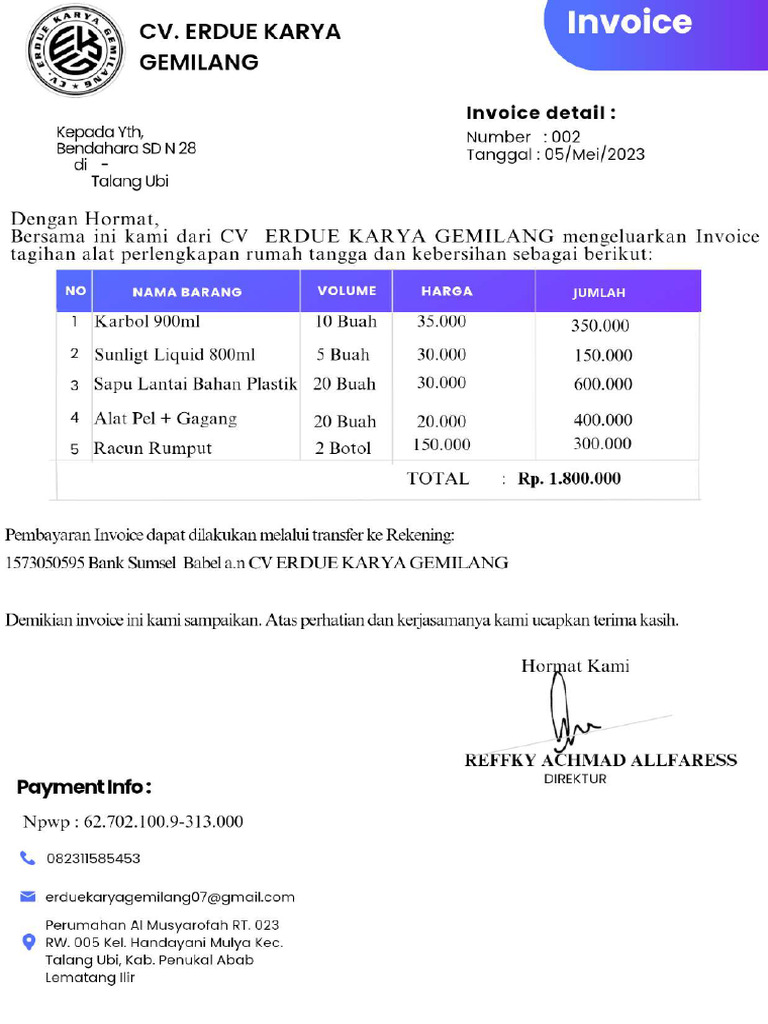 Invoice Alat Kebersihan | PDF