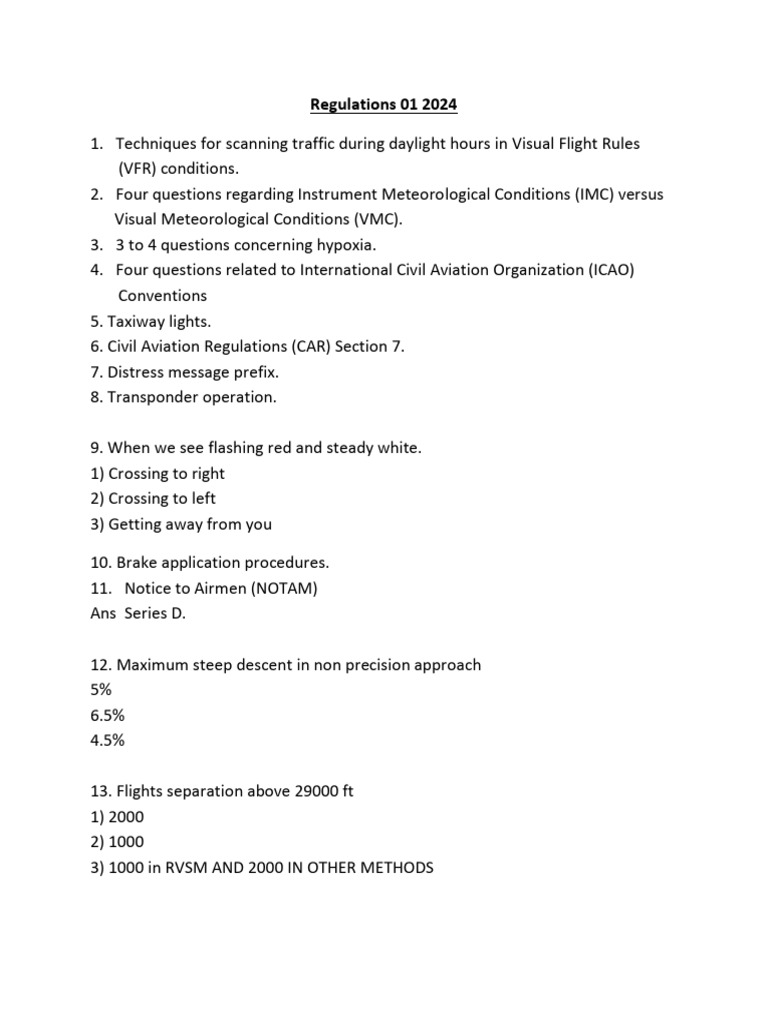 Regulations 01 2024 | PDF | Visual Flight Rules | Aviation