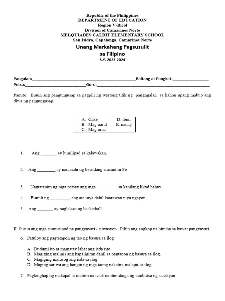 Fil Exam | PDF