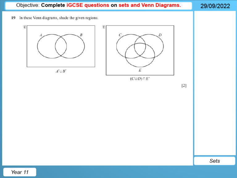 Year 11 - Sets iGCSE Questions - pptx-12 | PDF