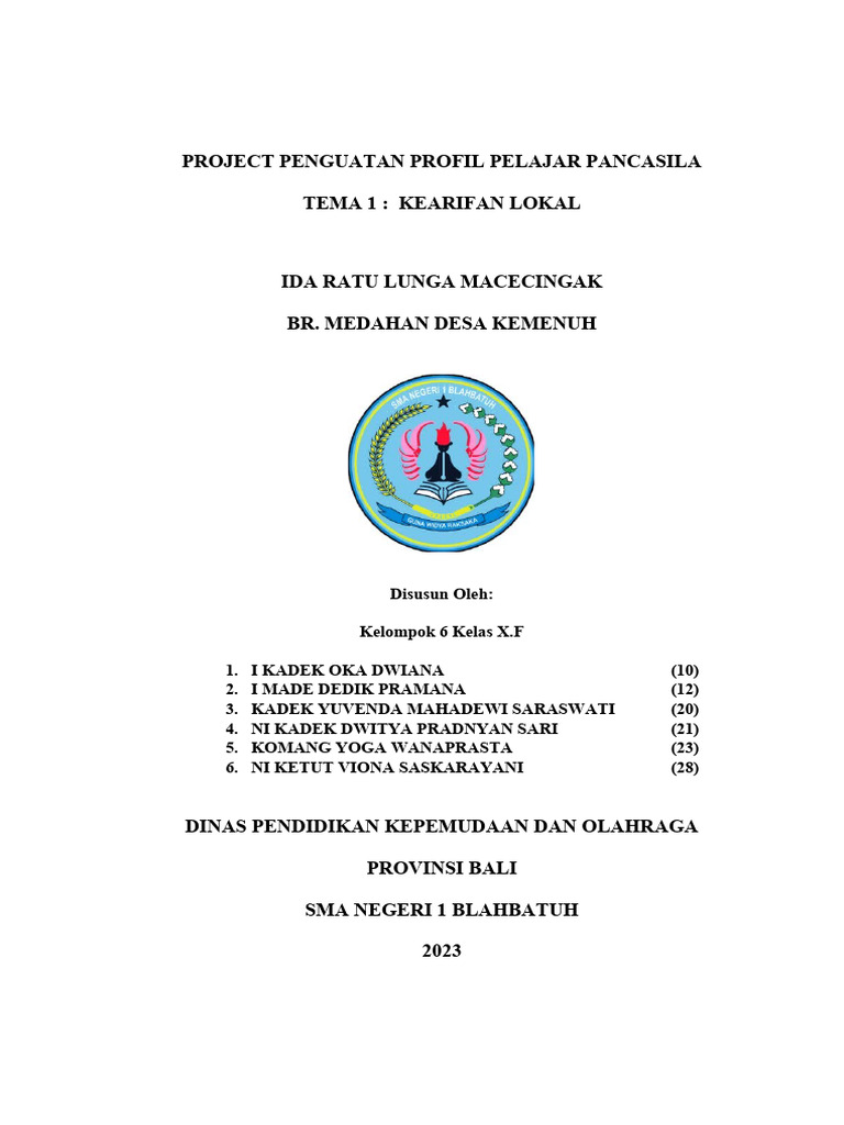 Cover - PROJECT PENGUATAN PROFIL PELAJAR PANCASILA | PDF