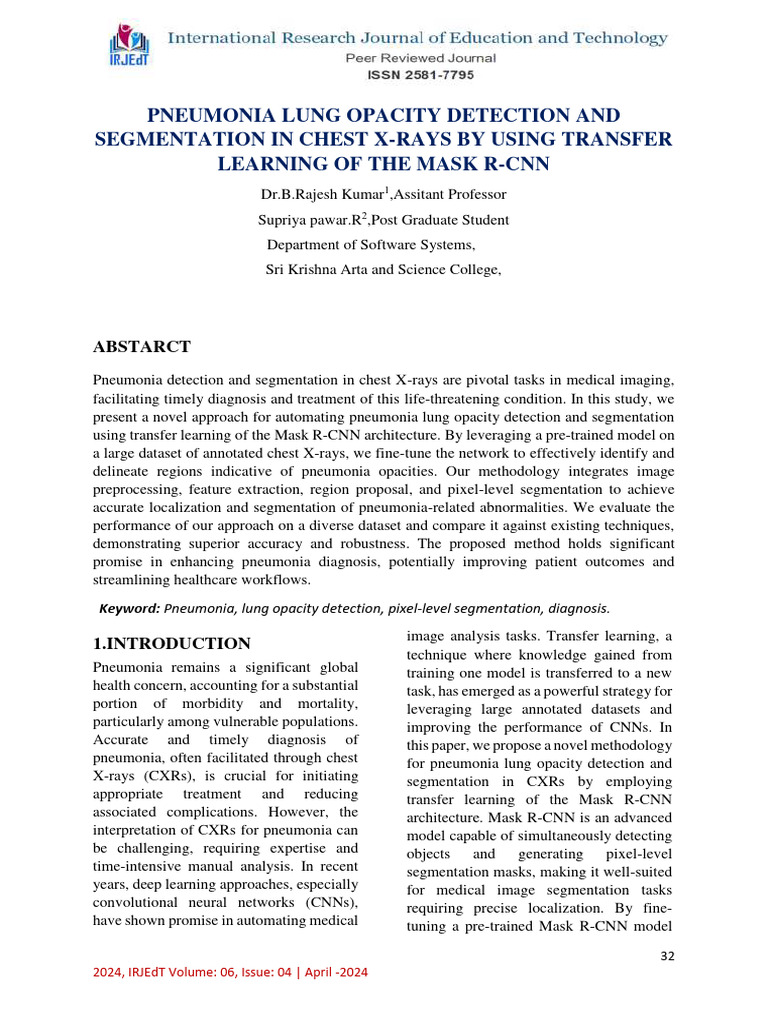 PNEUMONIA LUNG OPACITY DETECTION AND SEGMENTATION IN CHEST X-RAYS BY ... PNEUMONIA LUNG OPACITY DETECTION AND SEGMENTATION IN CHEST X-RAYS BY ...