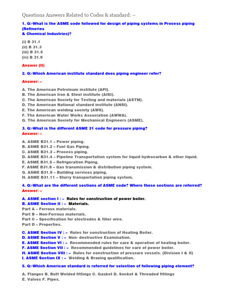 Piping Design Interview Questions Guide | PDF | Pipe (Fluid Conveyance ...