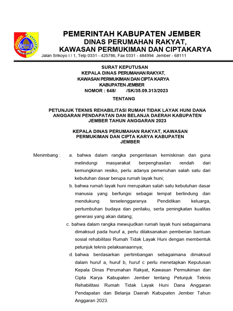 Contoh Format SK Dengan Lampiran | PDF