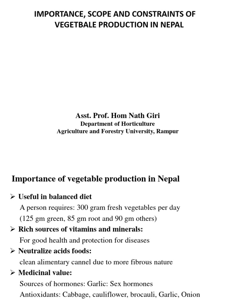 Importance Scope Constraints of Vegetable Prod. | PDF | Vegetables ...