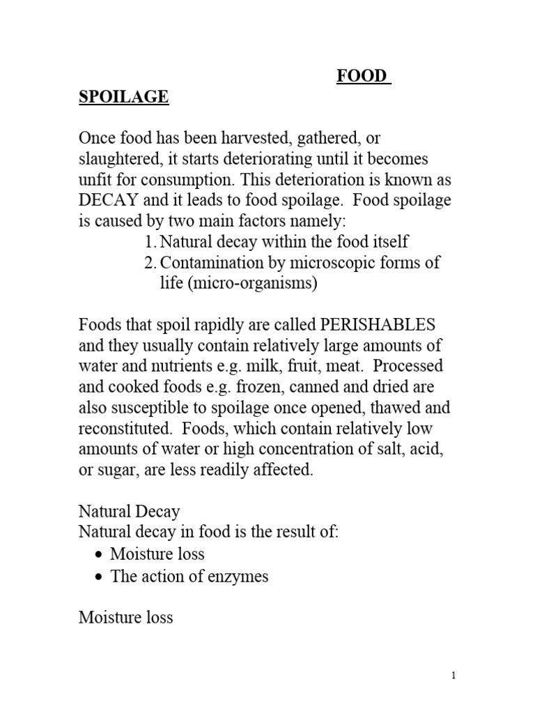 Food Spoilage | PDF | Mold | Decomposition
