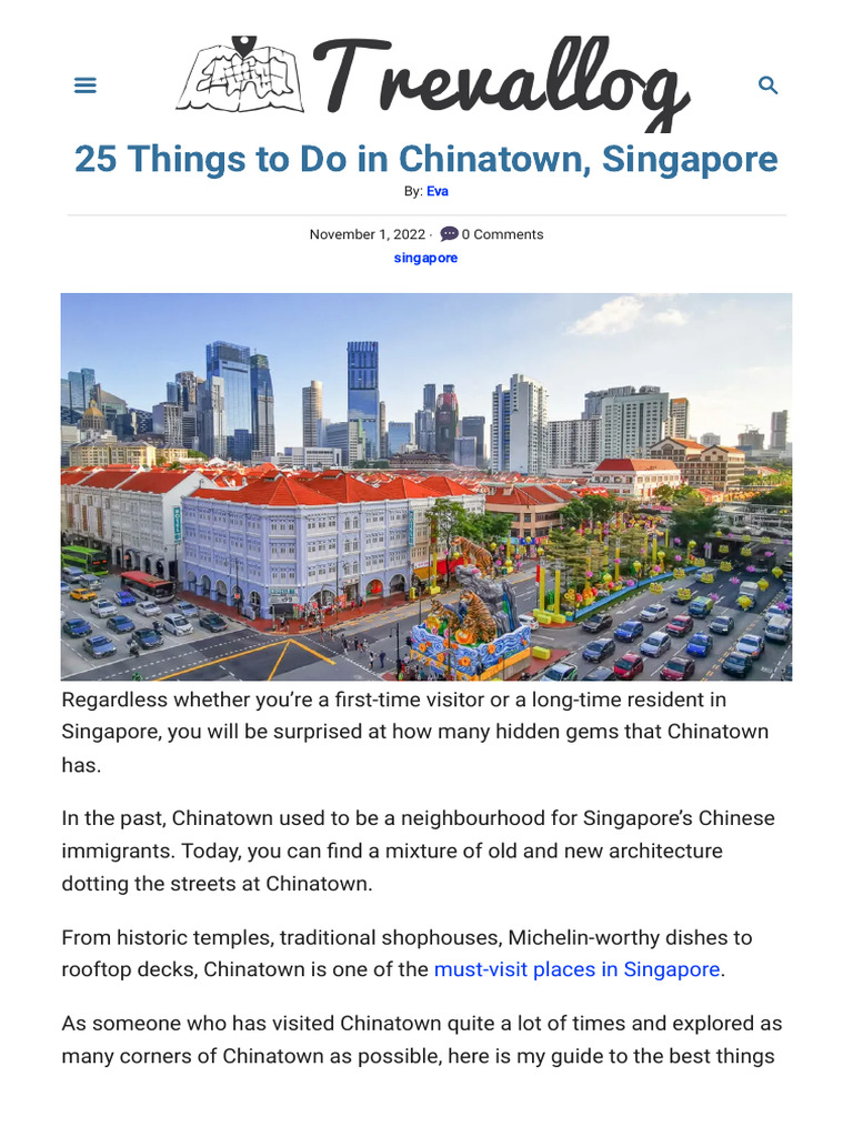 25 Things To Do in Chinatown, Singapore | PDF
