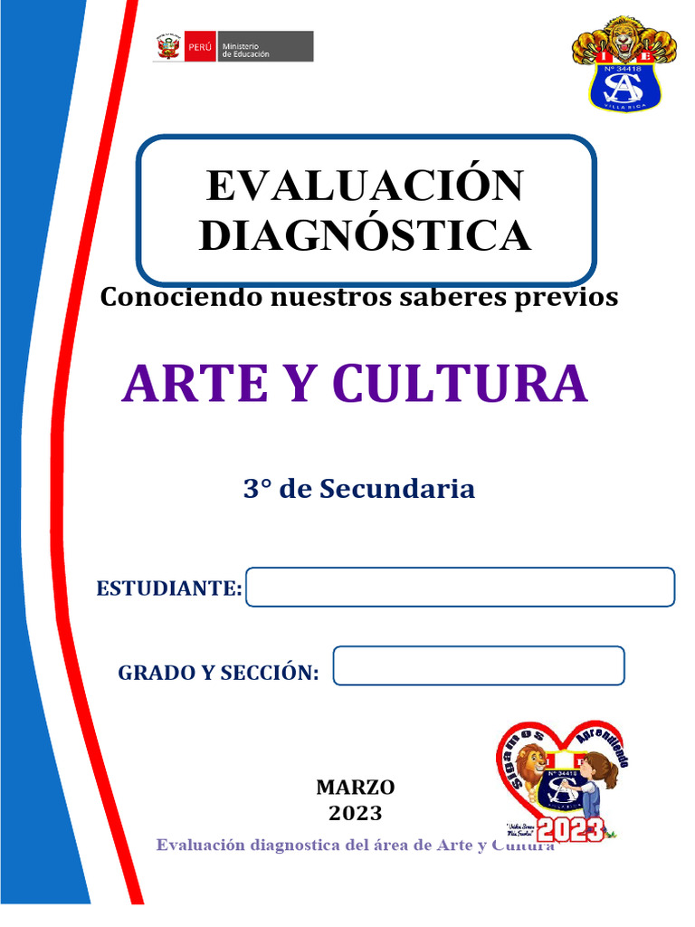 3° Ficha Evaluacion Diagnostica Arte Y Cultura Pdf Dibujo Evaluación 7147