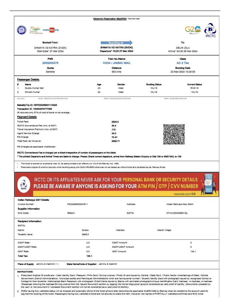 NR7520469631113425 Eticket | PDF | Identity Document