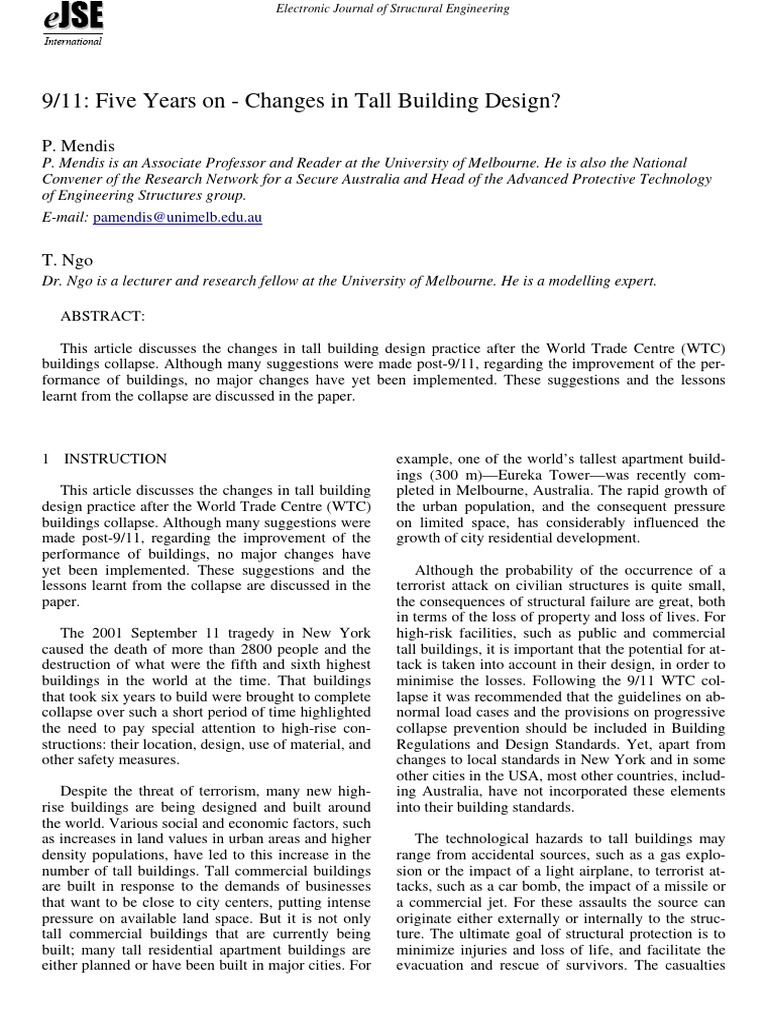 Post-9/11 Tall Building Design Changes | PDF | World Trade Center (1973 ...