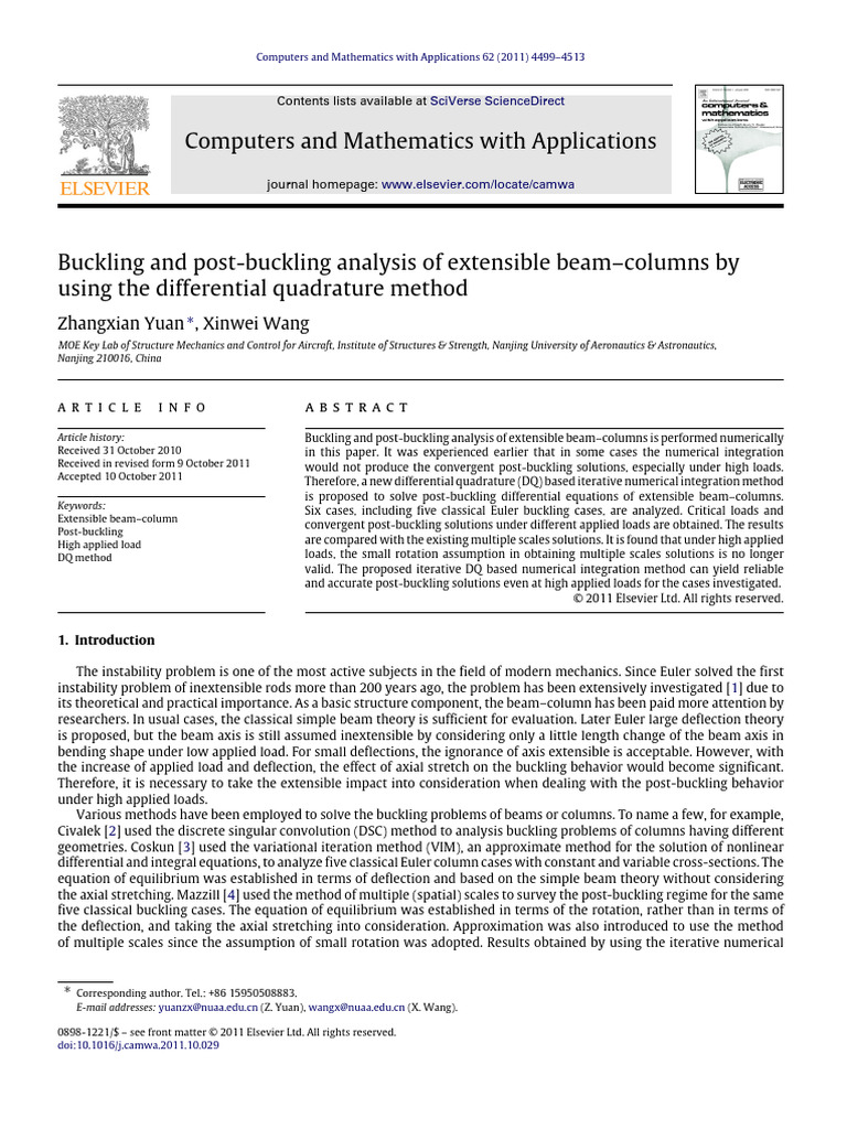 Buckling And Post Buckling Analysis Of Extensible Beam Columns By Using The Differential