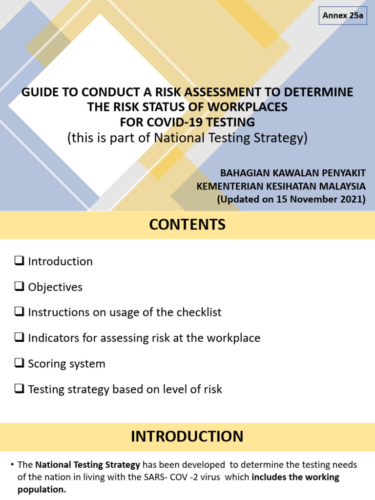 ANNEX 25a-FINAL GUIDE TO CONDUCT RA FOR WORKPLACE 15112021 | PDF | Risk ...