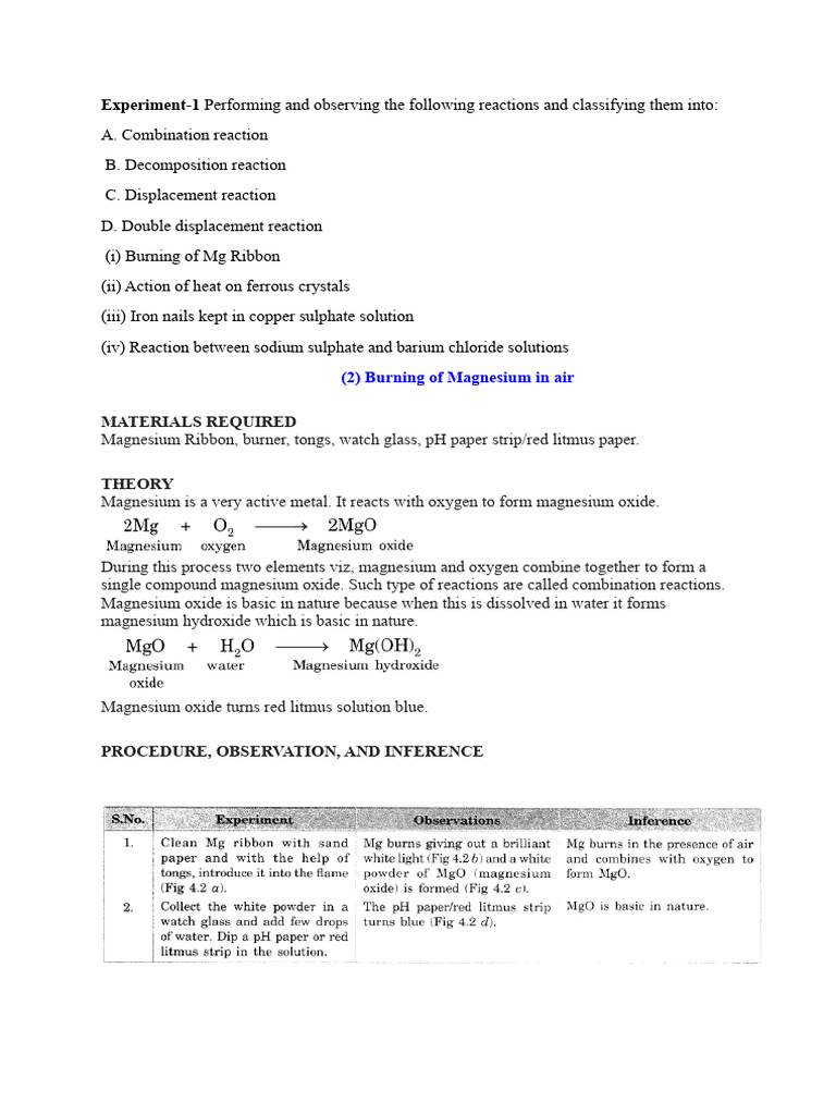 Chemical Reaction Types Explained | PDF | Magnesium | Oxide