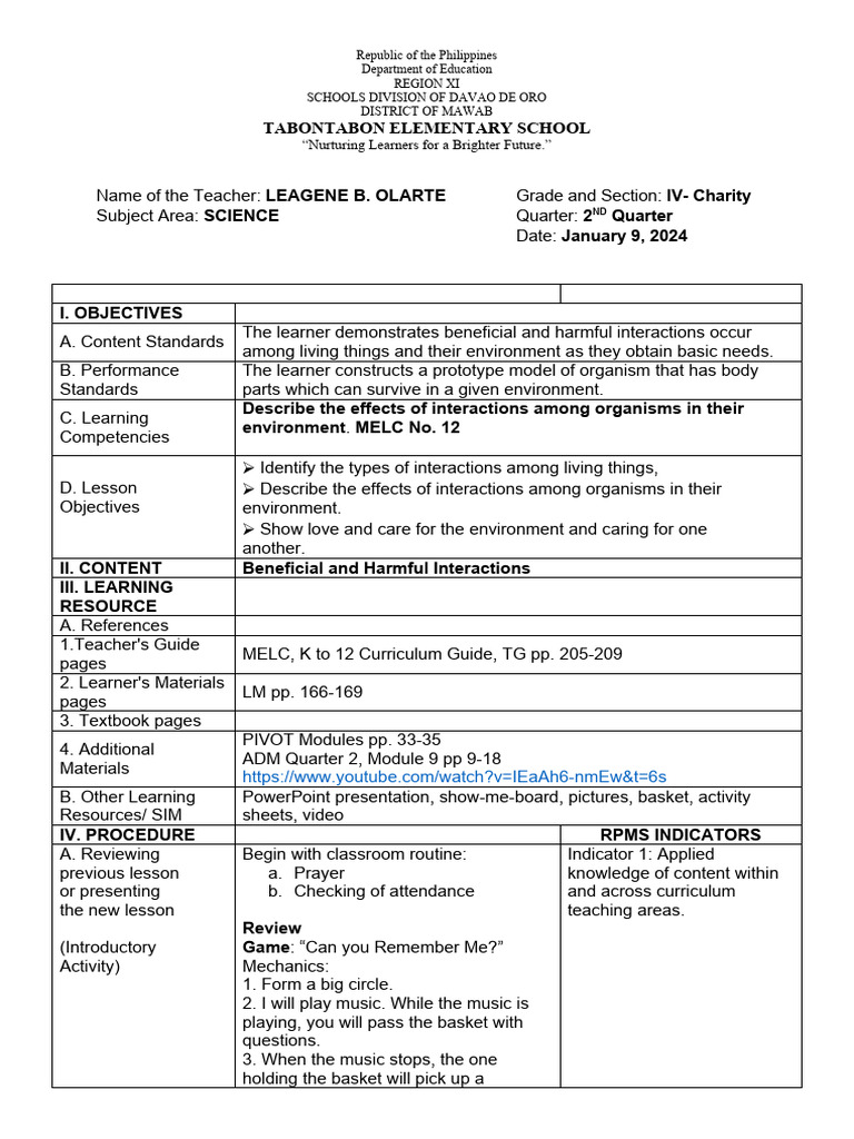 Cot2 Grade4 2023 | PDF | Learning | Curriculum