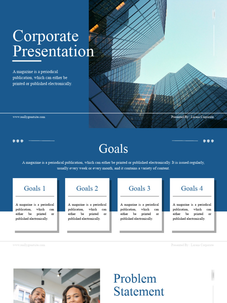 Blue Modern Simple Corporate Presentation | PDF | Magazines | Business