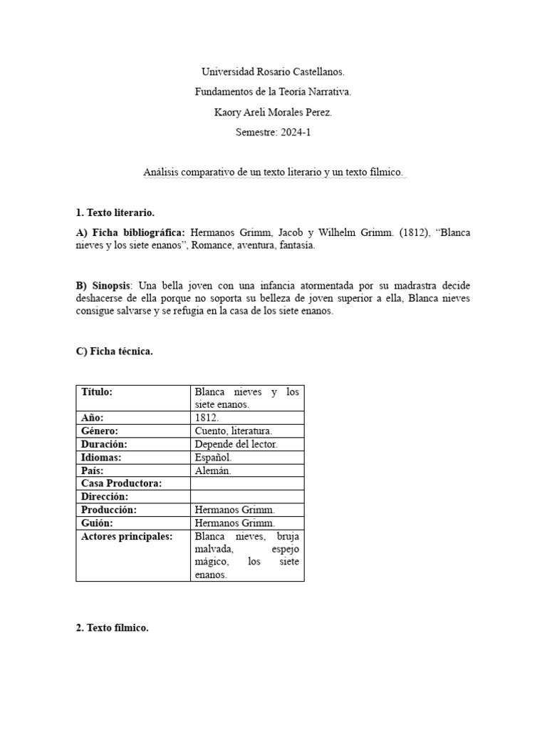 Guion para Análisis Comparativo de Un Texto Literario y Un Texto ...